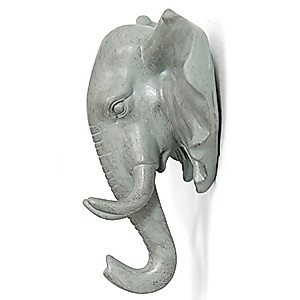 HERNGEE Elephant Head Single Wall Hook/Hanger Animal Shaped Coat Hat Hook Heavy Duty, Rustic, Decorative Gift, Grey