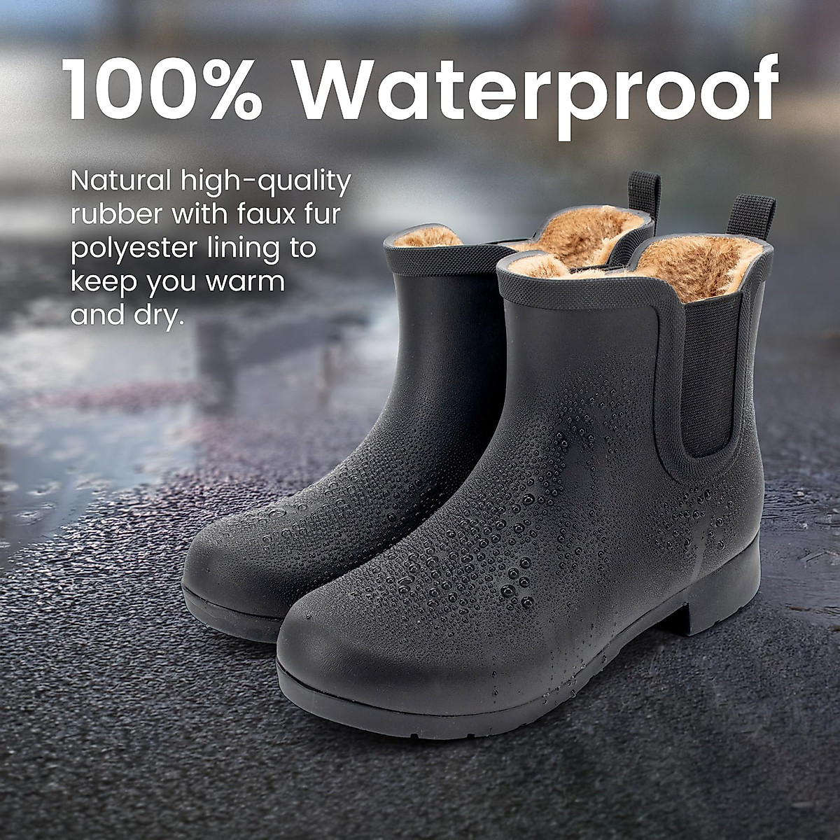 Chooka Women's Waterproof Plush Chelsea Bootie Chelsea Boot, Delridge Black, 7 M