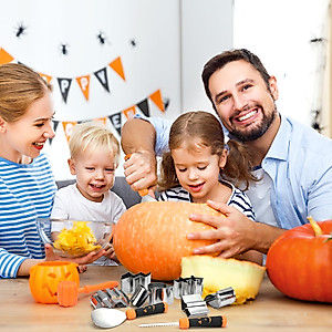 HAUSHOF 24PCS Halloween Pumpkin Carving Kit, Safe and Easy Pumpkin Carving Tools, Stainless Steel Pumpkin Carving Stencils for Halloween Jack-O-Lanterns, With Hammer & Camping Lantern