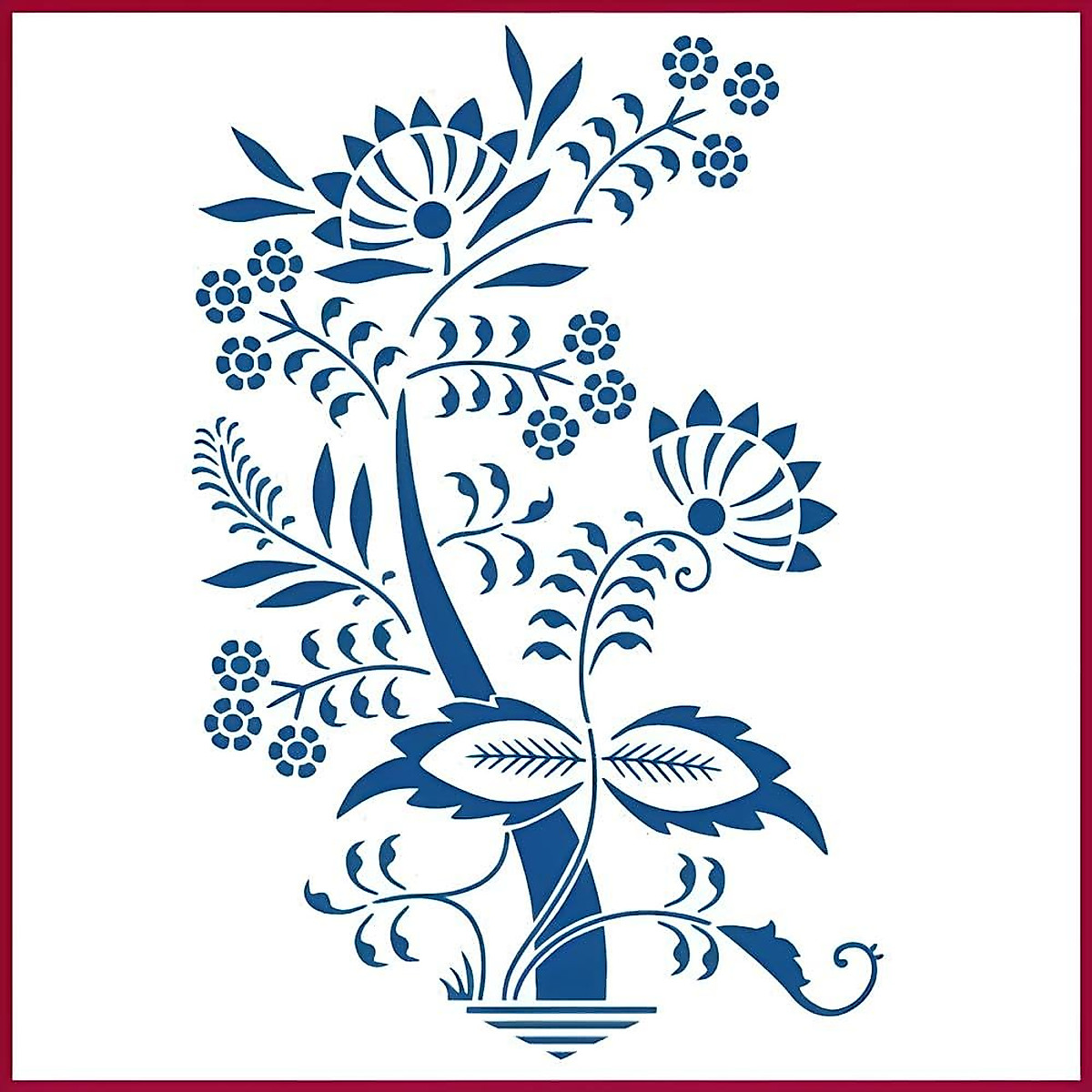 Blue Danube 1 Stencil -16" x 10.75" Blue Onion Style Flower Floral Arrangements Bouquet Romantic DIY Vase Pitcher Decor Painting Gifts Crafts Laser Cut Mylar Reusable Templates - The Artful Stencil