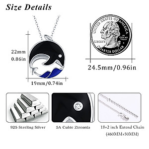 AOVEAO Dolphin Necklace, Whale Necklace 925 Sterling Silver Hawaii Ocean Theme Pendant Necklace Dolphin Whale Jewelry Mother's Day Gifts for Women Girls Birthday