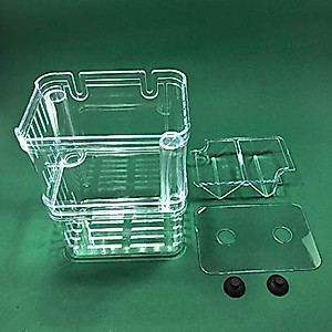 J-star Medium Fish Tank Isolation Box Acrylic Cage Tank Betta Fish Nest, Aquarium Acclimation Hatchery Incubator for Betta, Guppy, Killifish, Clownfish etc.