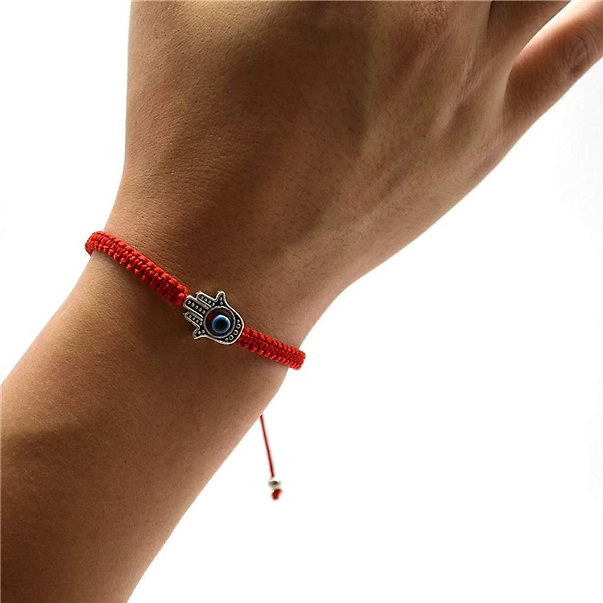 MENGLINA Unisex Handmade Braided Rope Lucky Red String Bracelet Hamsa Evil Eye Charm Bracelet for Women Peaceful Adjustable Couple Bracelets
