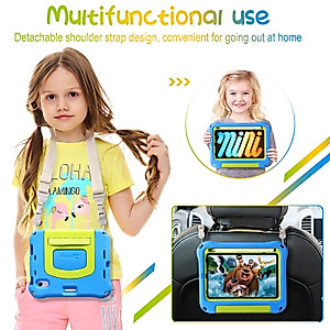 ZtotopCases Kids Case for New iPad Mini 6 2021(6th Generation), Built-in Screen Protector and Shoulder Strap, Shockproof Lightweight, Cover with iPad Pencil Holder for iPad Mini 6th Gen 8.3 Inch, Blue