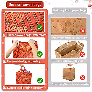 12Pack Extra Large Christmas Gift Bags, 16.5"×12.6"×7.2" Reusable Non-Woven Christmas Tote Bags with Handles, Multifunctional Holiday Gift Bags for Christmas Presents, Party Favors, Groceries, and Goodies