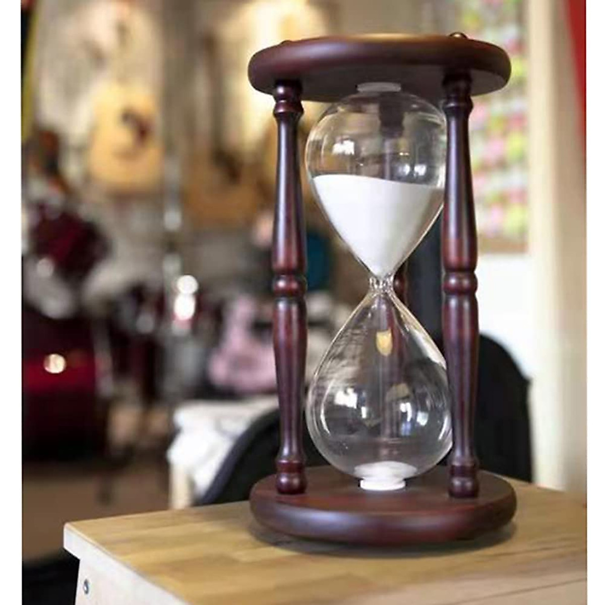 BAWAQAF Sandglass,Wooden Hourglass,Sturdy Frame Structure Hourglass,60-Minute Timer Hourglass,Home Office Desktop Decoration Hourglass,Clear,transparent