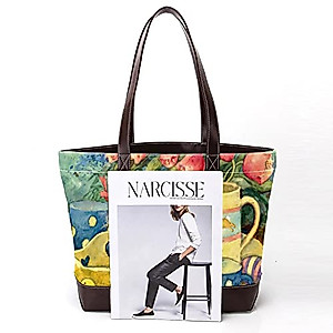 TBOUOBT Handbags for Women Fashion Tote Bags Shoulder Bag Satchel Bags, Vintage Painting Easter Tulip Egg