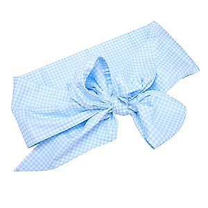 Tnfeeon Baby Swaddle Wrap Sash, Cotton Maternity Bowknot Newborn Infant Blanket for Photo Shot (Light Blue Plaid)