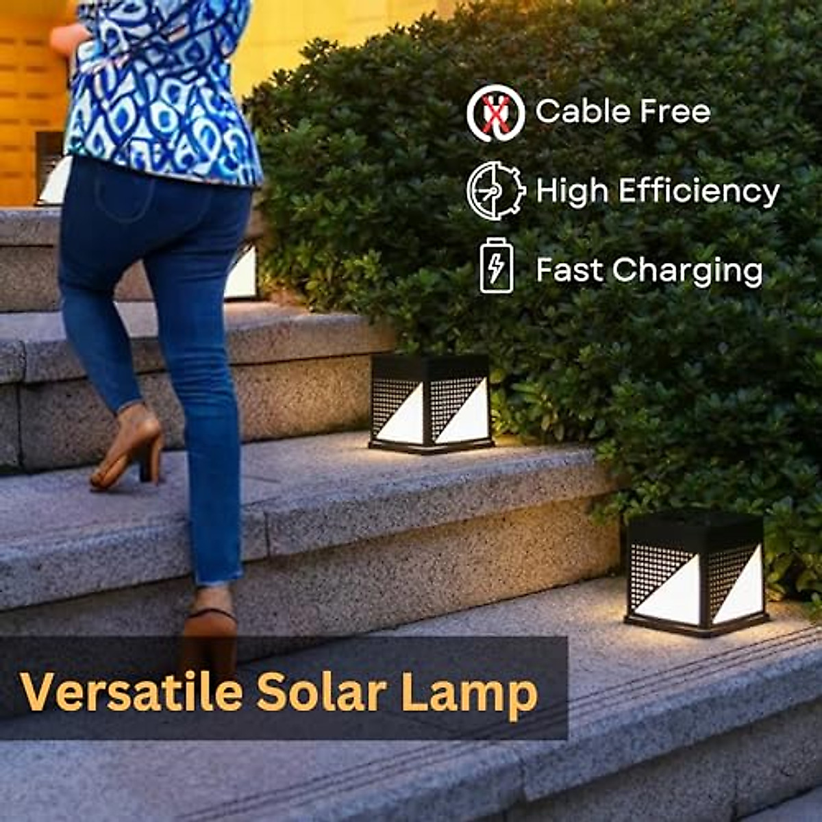 XYRIS 4x4 Solar Post Cap Lights, Solar Lights Pathway Solar Garden Lights Outdoor Waterproof, Fence Post Solar Lights, Solar Landscape Lights for Yard, Patio, Stair, Path, Driveway (Warm White)