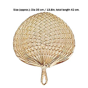 PHONME Decorative Folding Fans Chinese Style Handmade Fan Natural Hand Weaving Fan Blades Portable Cooling Fan for Camping Hiking Handheld Fans Gift Hand Fan Vintage Style