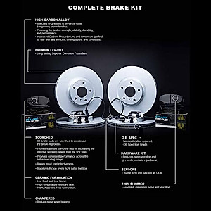 R1 Concepts Front Rear Brakes and Rotors Kit |Front Rear Brake pads| Brake Rotors and Pads| Euro Ceramic Brake Pads and Rotors |Hardware Kit |Sensor|fits 2018-2020 Audi S4, S5, S5 Sportback