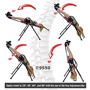 Body Vision IT9550 Deluxe Inversion Table with Adjustable Head Rest & Lumbar Support Pad, - Heavy Dutyup to 250 lbs., Red