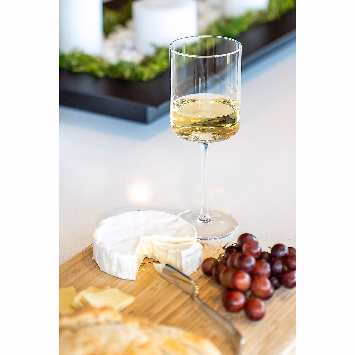 Aspen & Birch - Modern Wine Glasses Set of 4 - Red Wine Glasses or White Wine Glasses, Premium Crystal Stemware, Long Stem Wine Glasses Set, Clear, 15 oz, Hand Blown Glass Crafted by Artisans