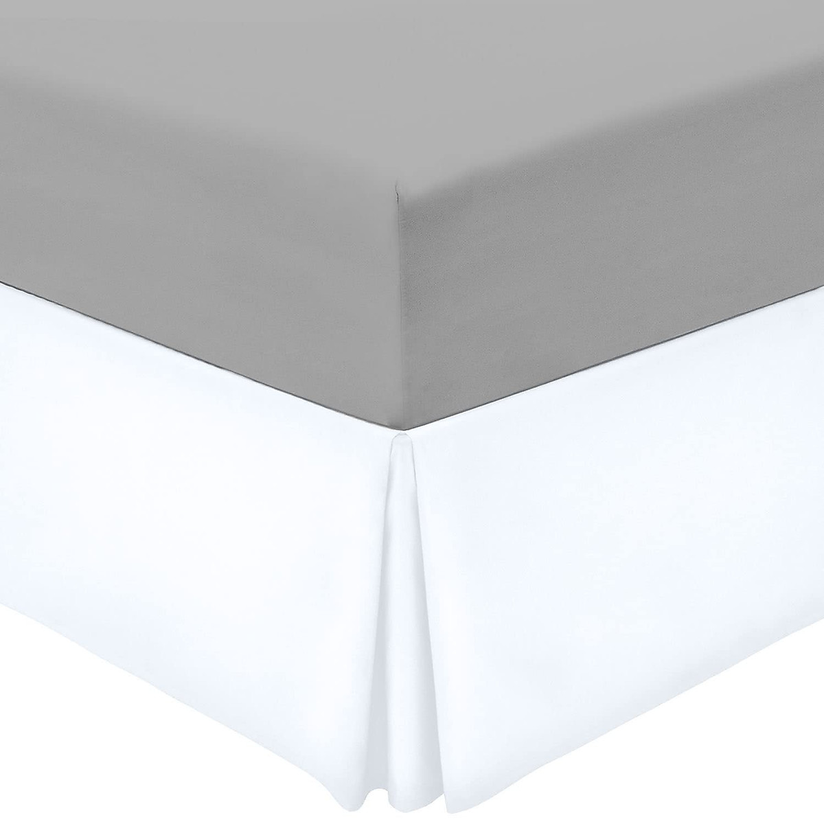 Mellanni Bed Skirt Twin Size - Bed Skirting - 15-Inch Tailored Drop Pleated Dust Ruffle - Hotel Luxury Bedding - Wrinkle, Fade, Stain Resistant - 1 Bedskirt (Twin, White)