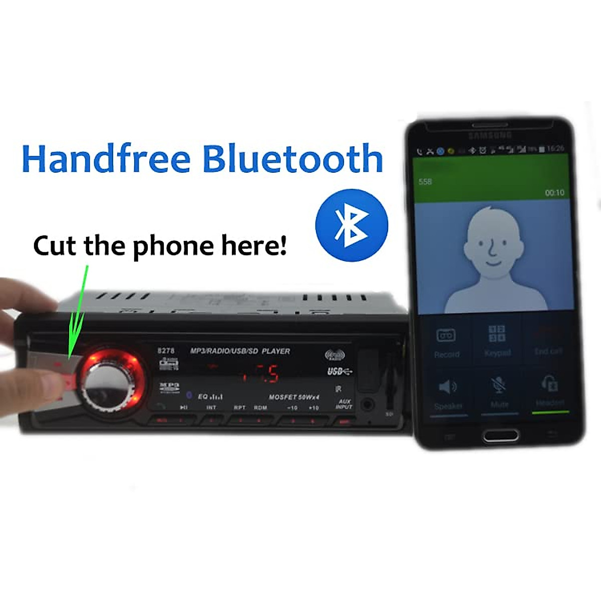 Polarlander Car Radio Audio USB Port SD Card Slot Player Receiver Bluetooth Hands-Free with Remote