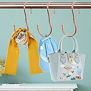Zreneyfex 12 pcs Rose Gold Purse Organizer for Closet with Unique Twisted Hook Design