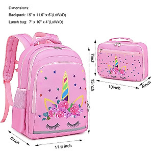 LEDAOU Kids School Backpack with Lunch Box for Girls Bookbag School Bag Preschool Kindergarten Toddler Backpack Tie Dye (Gradient Blue Purple-Cosmos)