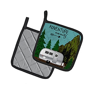 Caroline's Treasures VHA3022PTHD Airstream Camper Adventure Awaits Pair of Pot Holders Kitchen Heat Resistant Pot Holders Sets Oven Hot Pads for Cooking Baking BBQ, 7 1/2 x 7 1/2