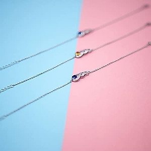 LOCIBLO September Birthstone Bracelets for Women Girls 925 Sterling Silver Blue Synthetic Sapphire Bracelet White Gold Infinity Pendant Anniversary Birthday Gifts Jewelry for Her, 6.7"+1.2"