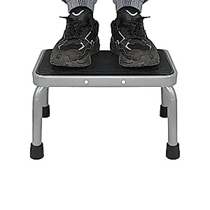 Valorcielo 9" Step Stool, Non-Slip Foot Stool,Safe Load,Sturdy Steel,1-Step Stool for Kids Adults Seniors, Gray