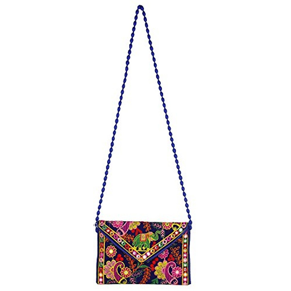 Elephant Sling Bag, Foldover Clutch, Hand Bag, Shoulder Bag & Cross Body Bag for Women & Girls (Blue Color)