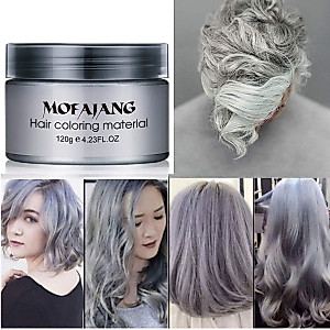Temporary Silver Gray Hair Spray Color, Luxury Coloring Mud Grey Hair Dye Wax,Washable Treatment with All Day Hold. Non-Greasy Matte Hairstyle Ash for Party, Cosplay (1, Gray)