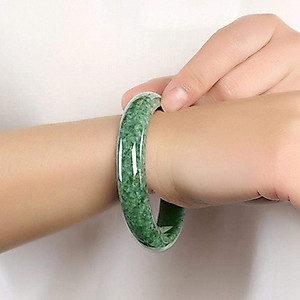 Natural Jade Bracelet, Healing Energy Hand Cutting Green Jade Stone Bangles for Women
