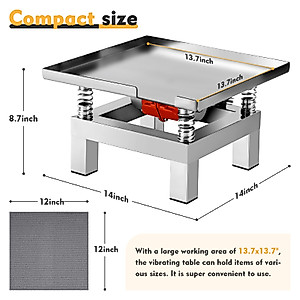 Concrete Vibration Table 13.8x13.8“ Vibrating Test Bench Model Plaster Shaker with Cloth Mat, Stainless Steel Vibrating Table for Concrete Molds Resin 110V