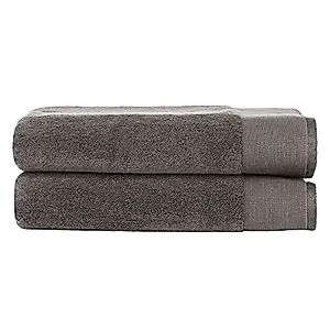 Nate Home by Nate Berkus 100% Cotton Terry 2-Piece Extra Large Bath Sheet Towel Set | 608 GSM, Ultra Soft, Thick Absorbent Towels for Bathroom from mDesign - Set of 2, Charcoal (Dark Gray)