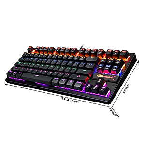 MageGee Mechanical Gaming Keyboard 87 Keys with RGB LED Backlit - Wired USB Computer Keyboard with Blue Switches, 100% Anti-Ghosting, Metal Construction, Water Resistant for Windows PC Laptop
