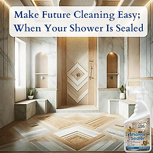 Natural Stone and Grout Penetrating Shower Sealer. Marble, Granite Travertine, Limestone. Protects Making Them Easy to Clean. Works Also on Grout in Tile, Ceramic, and Porcelain. 32oz.