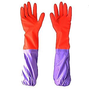 PINVNBY Fish Tank Gloves Aquarium Water Change Tools Dry Rock for Saltwater Aquariums - Elastic Forearm Seals & Prevents Leaks - Heavy-Duty Construction 19.3-Inch (1 Pair)