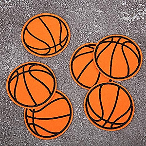 10Pcs Cloth Patch Embroidery Cloth Sticker Football Basketball Rugby Table Tennis Ball Shape Sewing Accessories DIY Hand Made Clothing Patches(Basketball)