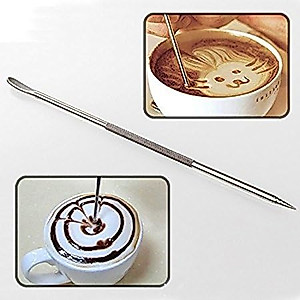 GoldTone Powerful Milk Frother Handheld Foam Maker for Lattes w/Stencil Tool - Whisk Drink Mixer for Coffee, Mini Foamer for Cappuccino, Frappe, Matcha, Hot Chocolate (Black)