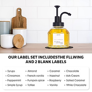 ADTC Coffee syrup dispenser,Syrup dispenser,Glass syrup bottle with pump,Concentrated juice glass bottle,Olive oil bottle,coffee bar,home bar,6.7 oz,Black