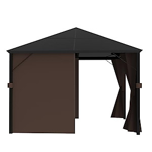 Sunshine Outdoor Replacement Gazebo Curtains 4 Panels with Zipper for Garden Patio Yard (10'x10', Brown)(Curtains Only)