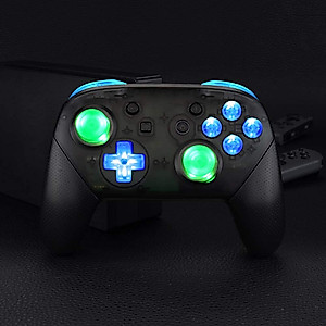 eXtremeRate Multi-Colors Luminated Thumbsticks D-pad ABXY ZR ZL L R Buttons DTFS LED Kit V2 for Nintendo Switch Pro Controller - 9 Colors Modes 6 Areas DIY Option - Controller NOT Included