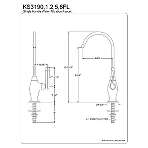 Kingston Brass Gourmetier KS3195FL Royale Single Handle Water Filtration Faucet with 4-3/4-Inch Spout Reach, Oil Rubbed Bronze
