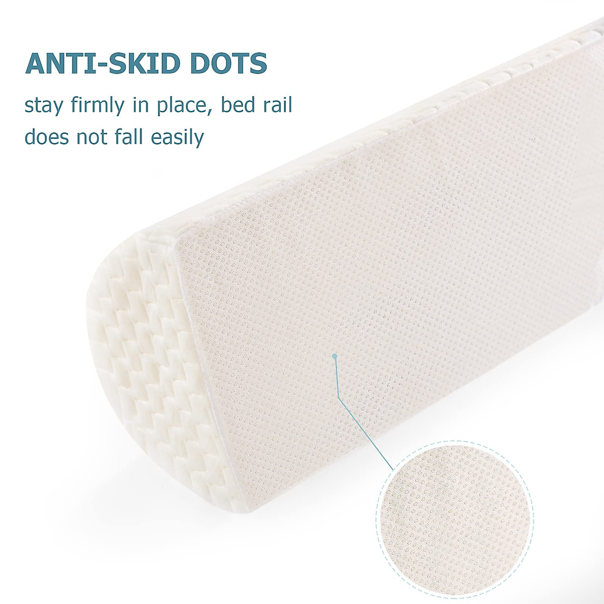 UBBCARE 66 Inches Extra Long Bed Rail, Memory Foam Rail Guard, Designed with Non-Slip Dot and 2 Strips, Washable Cover, Bed Rail for Baby, Toddlers, Kids, Fit for Twin, Full, Queen Size Bed