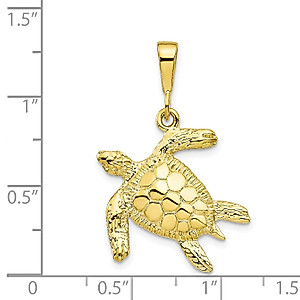 FindingKing 10K Yellow Gold Turtle Charm Sea Life Polished Jewelry!