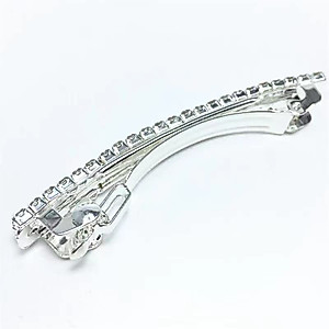 Small Sparkly Rhinestone Bling Hair Clips Silver Metal rectangular Spring Hair Barrettes Hair Accessories Crystal Ponytail Holder Side Clips for Women Girls