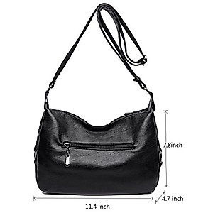 Covelin Women's Retro Sling Shoulder Bag from, Leather Crossbody Tote Handbag Black