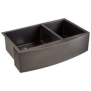 Signature Hardware 944657-33 Atlas 33" Farmhouse Double Basin Stainless Steel Kitchen Sink