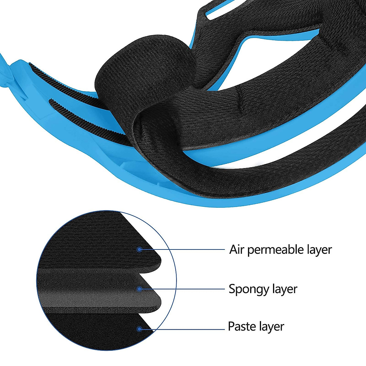 MASiKEN K6 Adjustable Replace Elite Head Strap for Oculus Quest 2, Enhanced Support and Comfort Head Pad Cushion,Reduce Head Pressure,Optimize Interface Fillet and Headstock Angle (Blue)