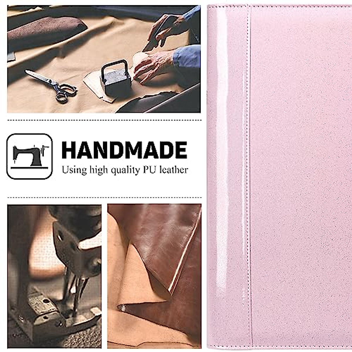 Toplive Padfolio Folder 3 Ring Binder PU Leather Portfolio, Business Interview Resume Portfolio A4/ Letter Size Document Organizer with Clipboard for Women Men, Pink