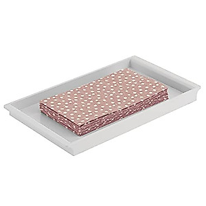 mDesign Plastic Bathroom Counter Tray and Organizer - Perfume, Guest Hand Towel, Makeup, and Accessory Holder Tray for Bathroom Countertop and Vanity - Petal Collection - 2 Pack - Light Gray