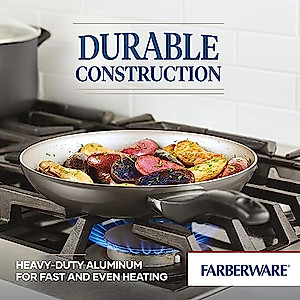 Farberware Dishwasher Safe Nonstick Cookware Pots and Pans Set, 15 Piece, Pewter