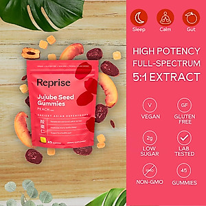 Jujube Seeds in Daily Gummies, 300 mg Full-Spectrum Jujube Seeds, Supports Relaxation & Restful Sleep, 100% Plant Based Vegan & Gelatin Free, Peach Flavored, 45 Gummies