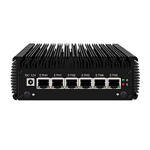HUNSN Micro Firewall Appliance, Mini PC, VPN, Router PC, Intel Pentium Silver N6005, RJ05f, AES-NI, 6 x Intel 2.5GbE I226-V, DP, HDMI, SIM Slot, Barebone, NO RAM, NO Storage, NO System