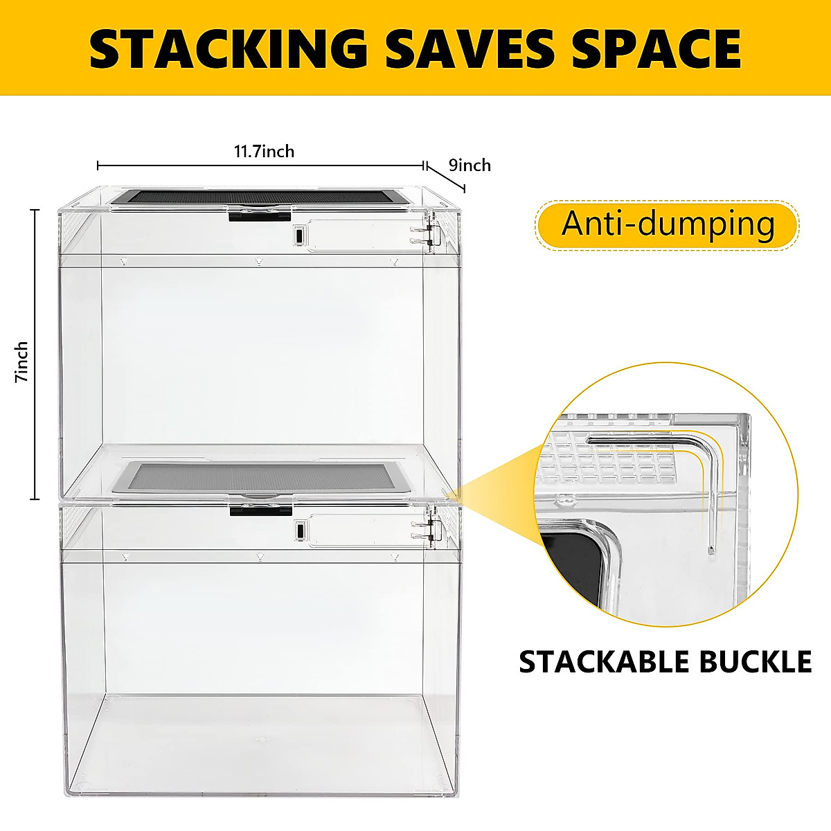Reptile PC Terrarium, Anti Breakage 15.6x8x10 inch Amphibians Tank Starter Kits, Top Sliding Door Screen Ventilation Mini Habitat Cages, Hygrometer Thermometer, Hide Cave, Tweezer, Sprayer